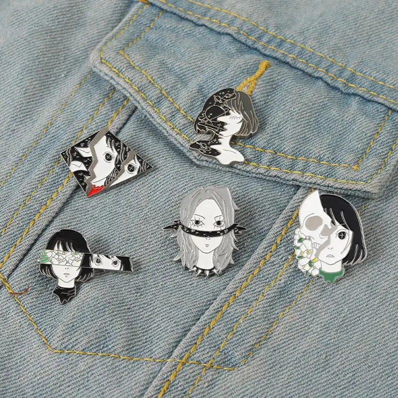 Broches de esmalte de cara fragmentada, broches de espacio de esqueleto ...
