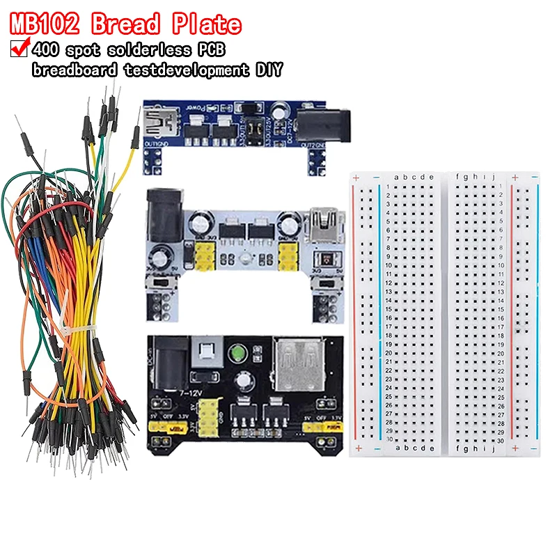3-3V-5V-MB102-Breadboard-power-module-400-points-Solderless-Prototype ...