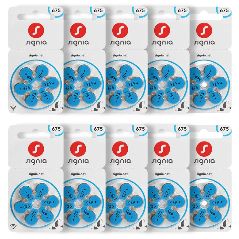 Signia-Hearing-Aid-Batteries-Size-675-60PCS-10-Cards-S675-A675-ZA675 ...