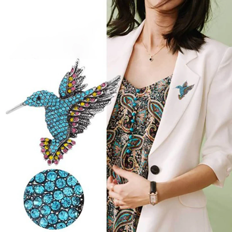 Broches-coloridos-do-colibri-do-strass-para-mulheres-broche-do-Pin-do ...
