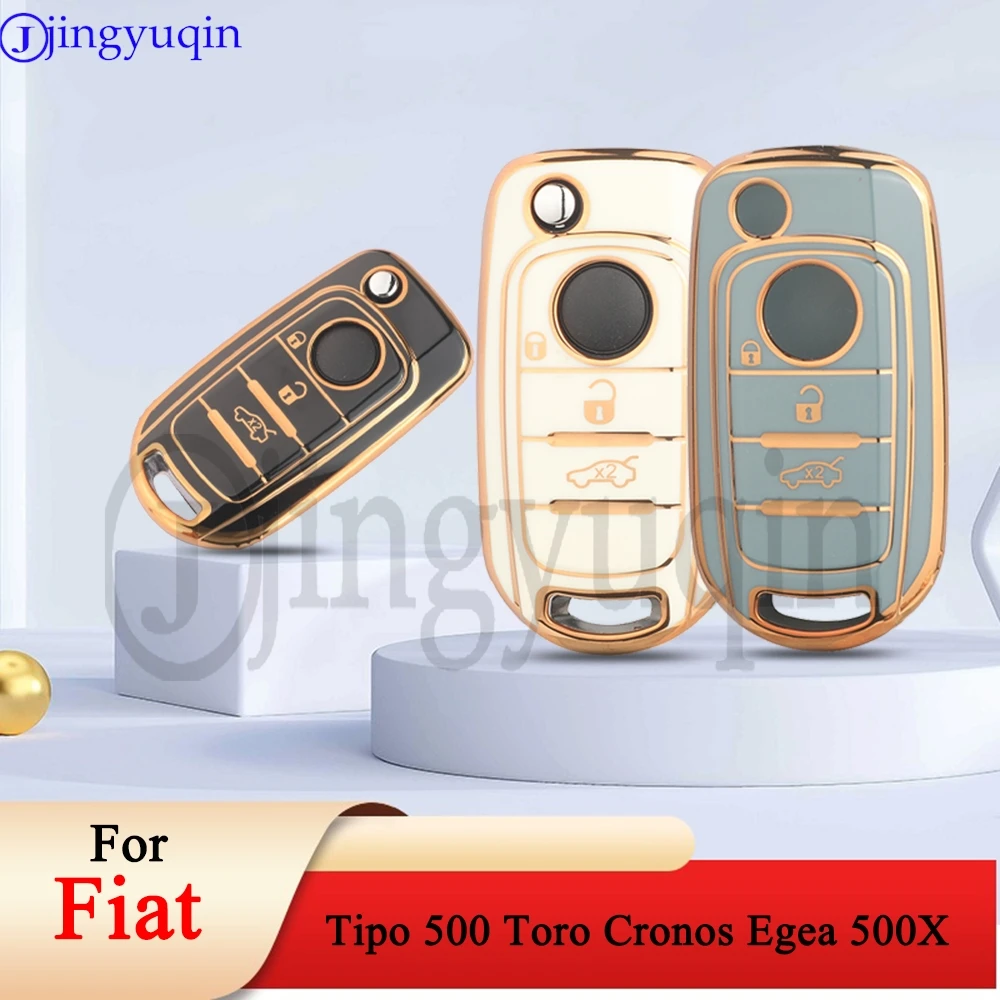 jingyuqin NEW TPU 3 Buttons Remote Car Key Case Fob For FIAT Tipo 500 ...