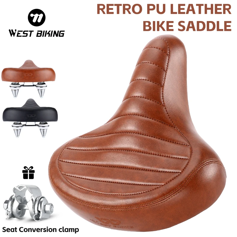 WEST BIKING MTB Spring Saddle Electric Bike Wide Comfortable Bicycle ...