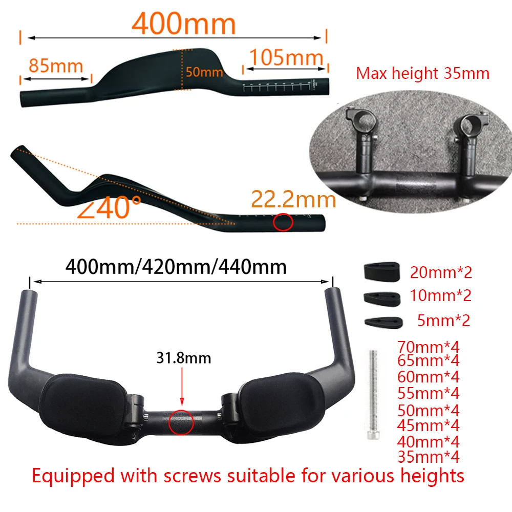 2024-New-Road-Bicycle-Carbon-Fiber-Rest-TT-Handlebar-Clip-on-Aero-Bars ...