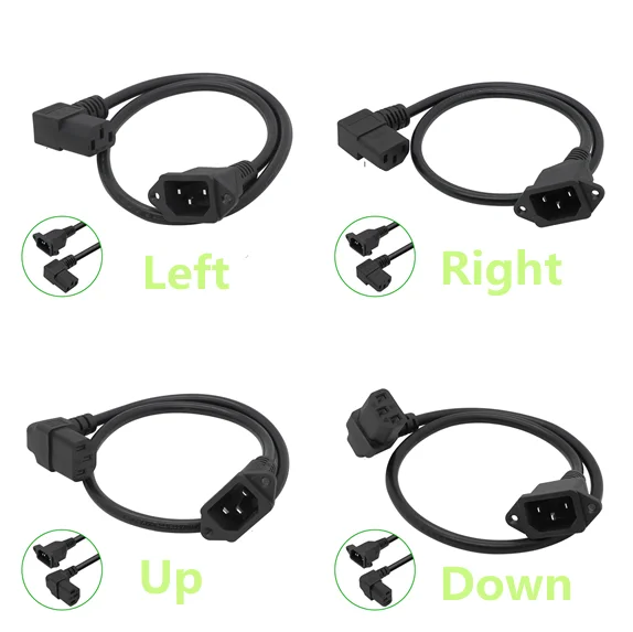 IEC320 C14 to C13 Extension cord,C14 with screw holes and C13 Right ...