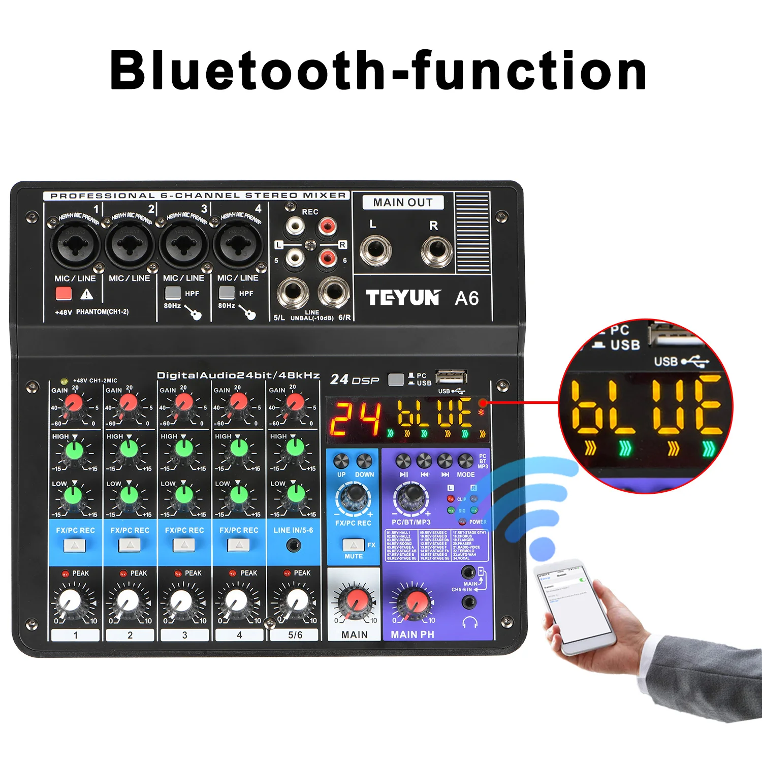 Portable-Mixing-Console-6-Channels-Bluetooth-Soundcard-USB-Play-Record ...