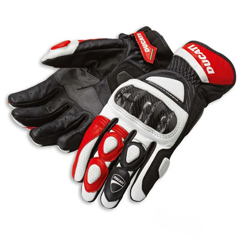 DUCATI Motorcycle Gloves Racing Genuine Leather Motorbike white Road ...