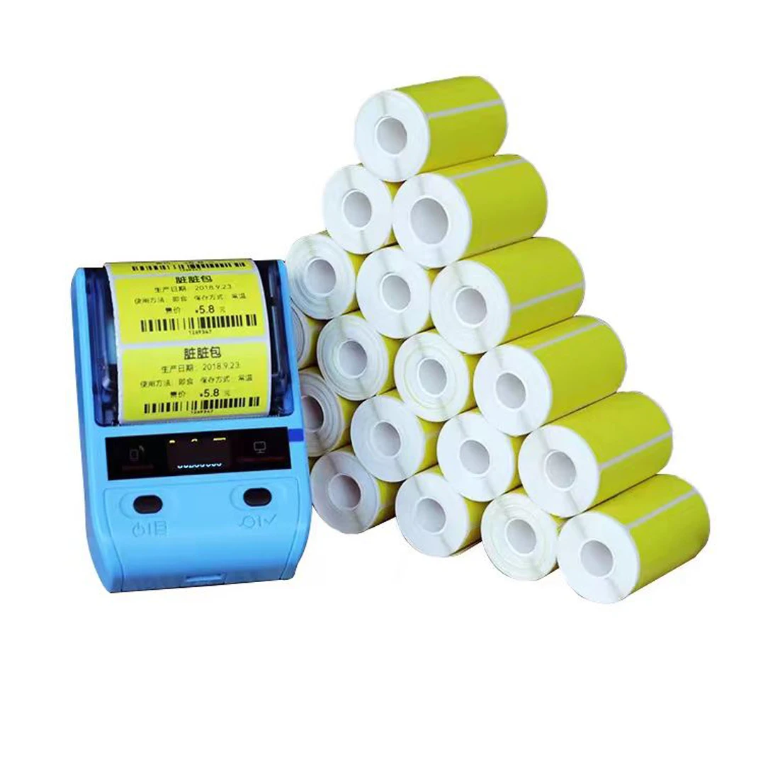 Small-roll-core-yellow-thermal-label-paper-57x30-40mm-self-adhesive ...