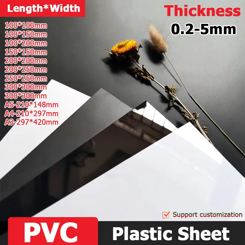 2-10pcs-PVC-Plastic-Sheet-Thick-0-2-1mm-Hard-Board-White-Black-Model ...