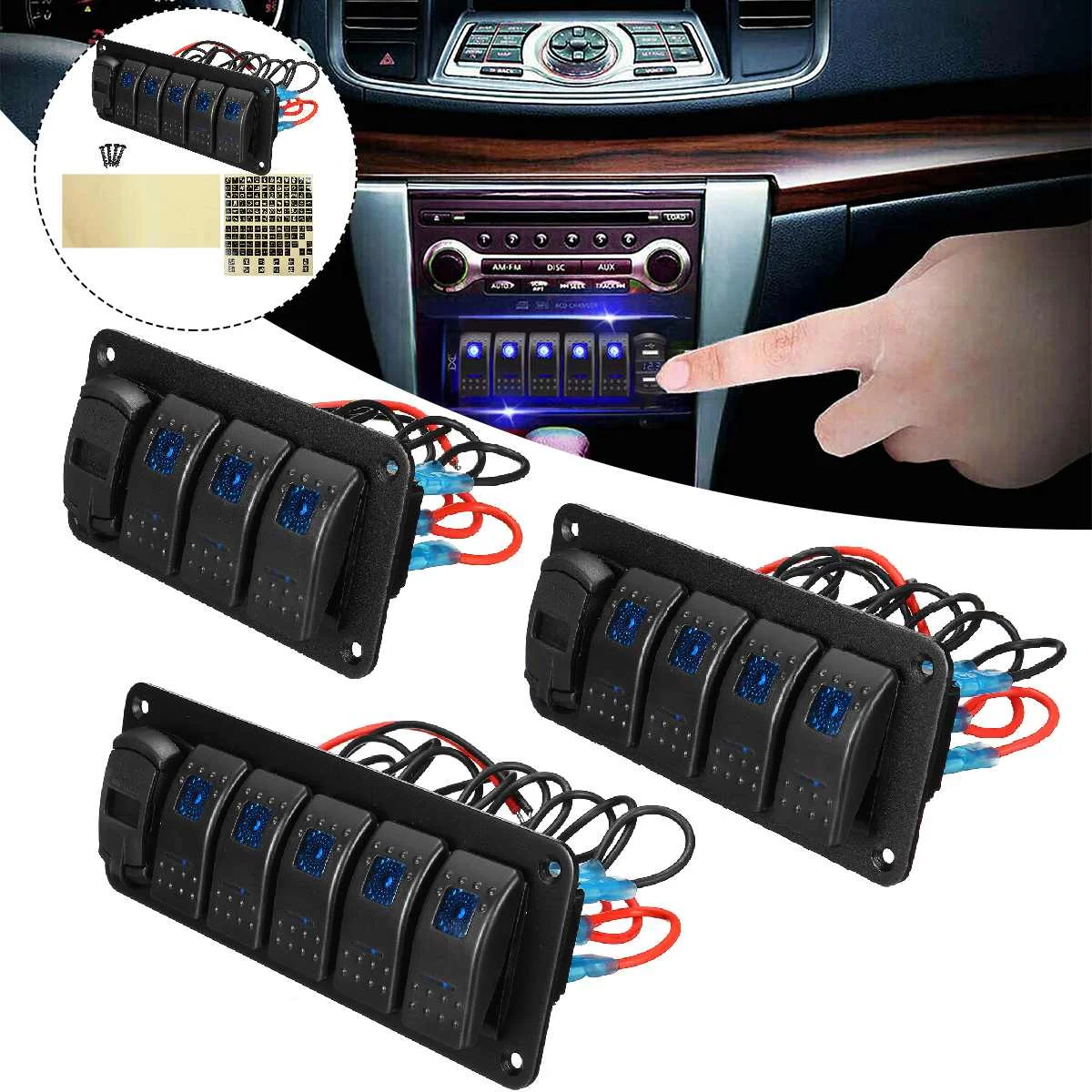 Marine-Boat-Car-RV-3in1-LED-4-5-6-Gang-Rocker-Toggle-Switch-Control ...