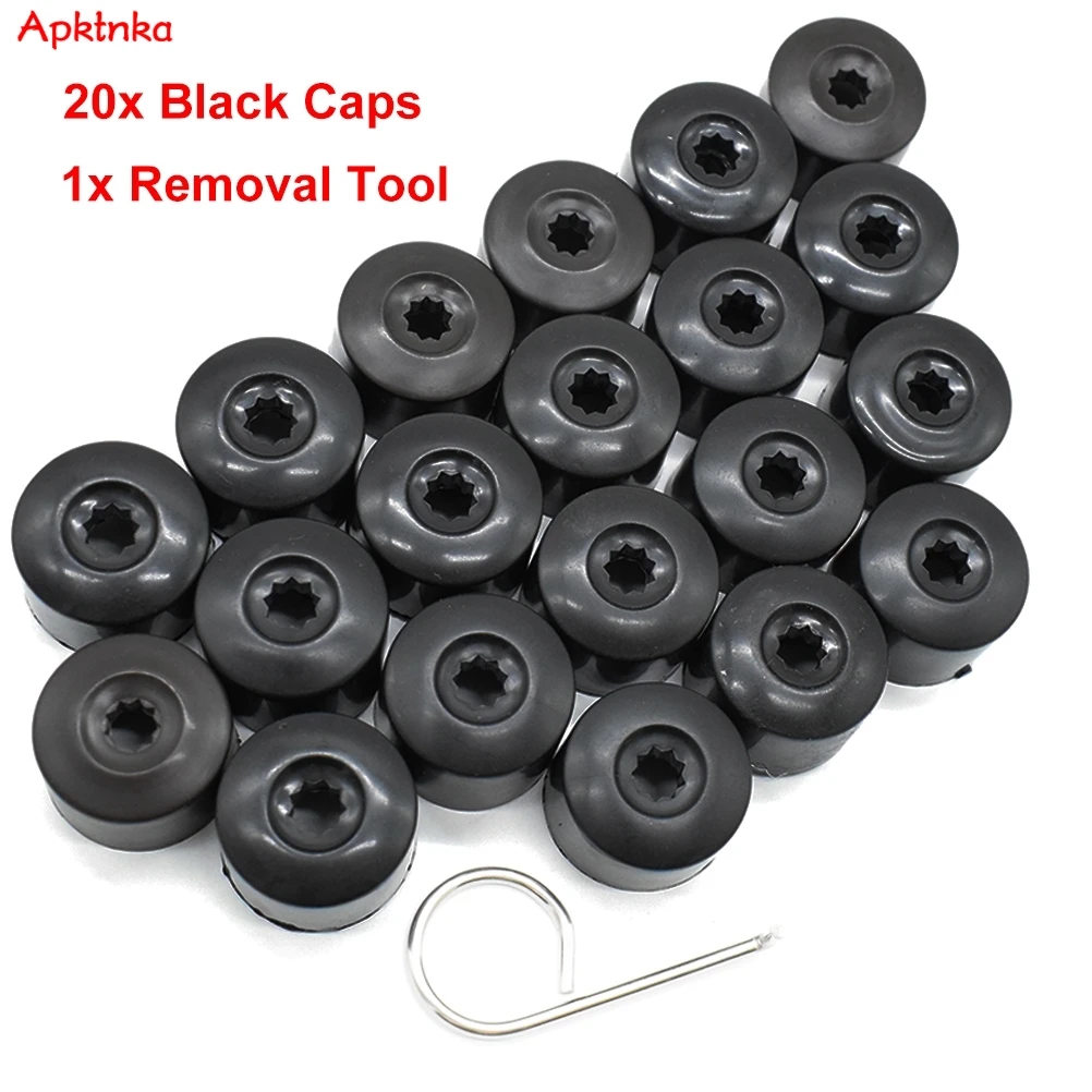 28mm 20x Wheel Center Nut Cover Lug Bolt Grey Cap With Removal Tool For ...