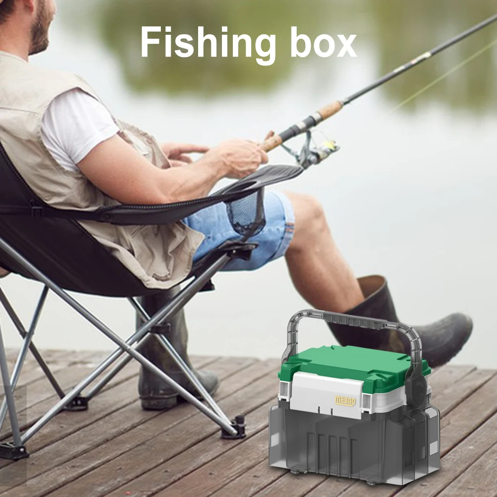 MEBRO Fishing Tackle Box Big Fishing Tool Box Multifunction Stand Rod ...