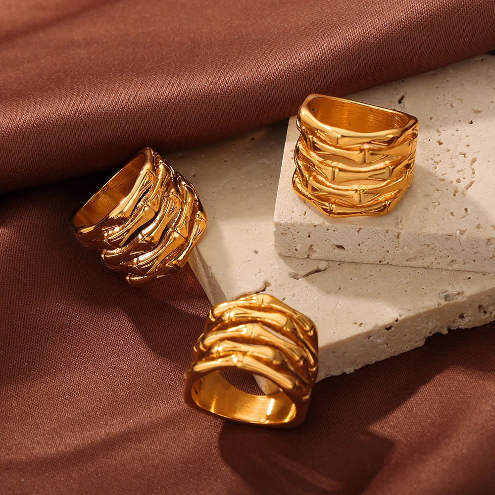 Condyle-Style-Finger-Index-Rings-for-Women-Texture-Stainless-Steel-Ring ...