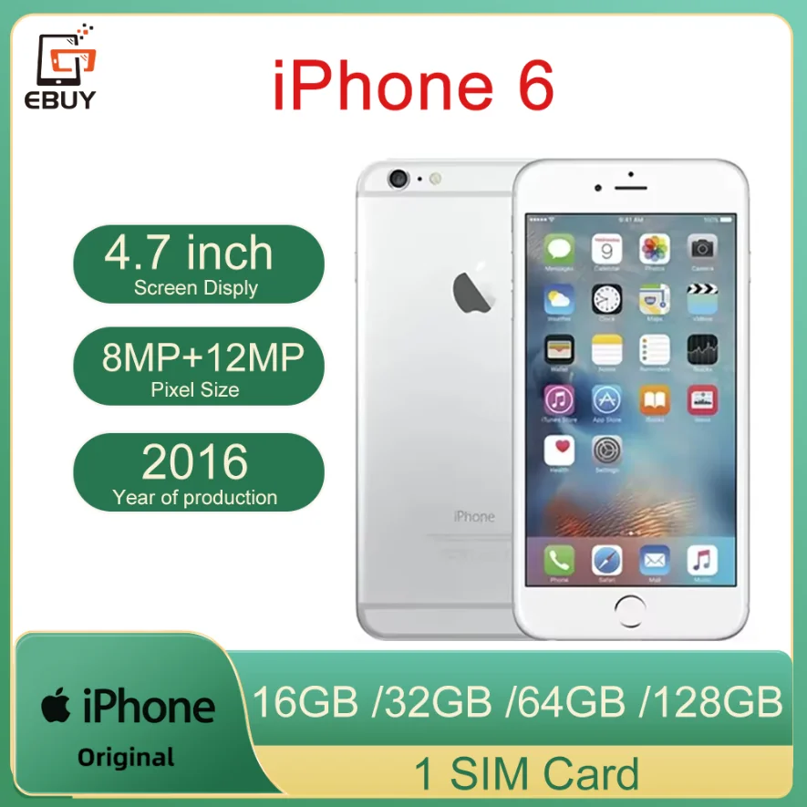 Original Apple iPhone 6 16GB 64GB 128GB 4.7" Display 4G LTE Mobile Cell ...