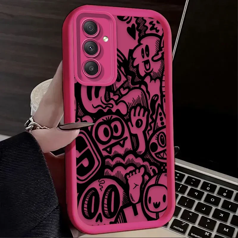 Black Graffiti Design Silicone Phone Case for Galaxy A52 A52S (2)
