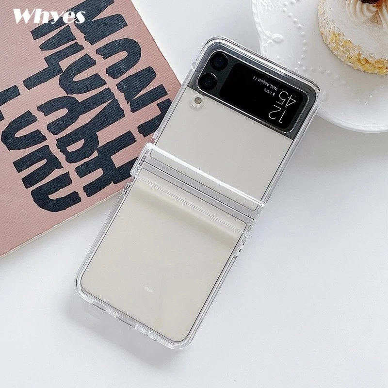 For Samsung Galaxy Zflip3 Zflip4 Transparent Hard Pc Hinge Protector ...