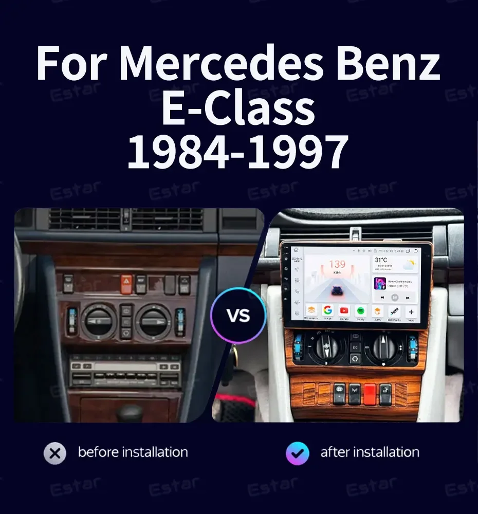 Android 15 Carplay для Mercedes Benz E Class W124 1986-1995 BT WIFI ...