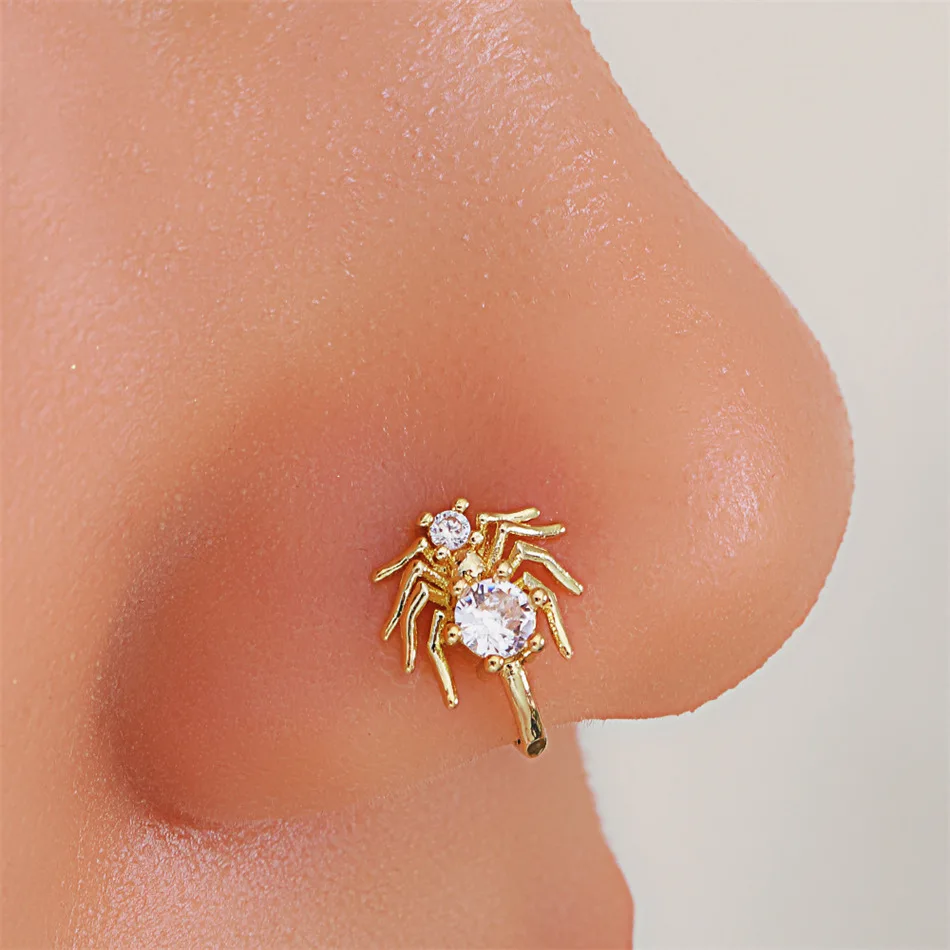 False Piercing Nose Hoop Clip Zircon Animal Spider Ear Cuff Fake Nose ...