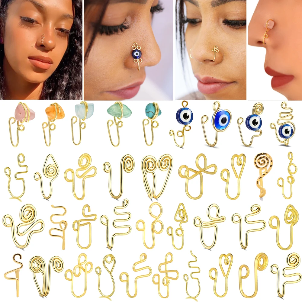 African-Nose-Cuff-Non-Piercing-Clip-On-Nose-Ring-for-Women-Crystal ...