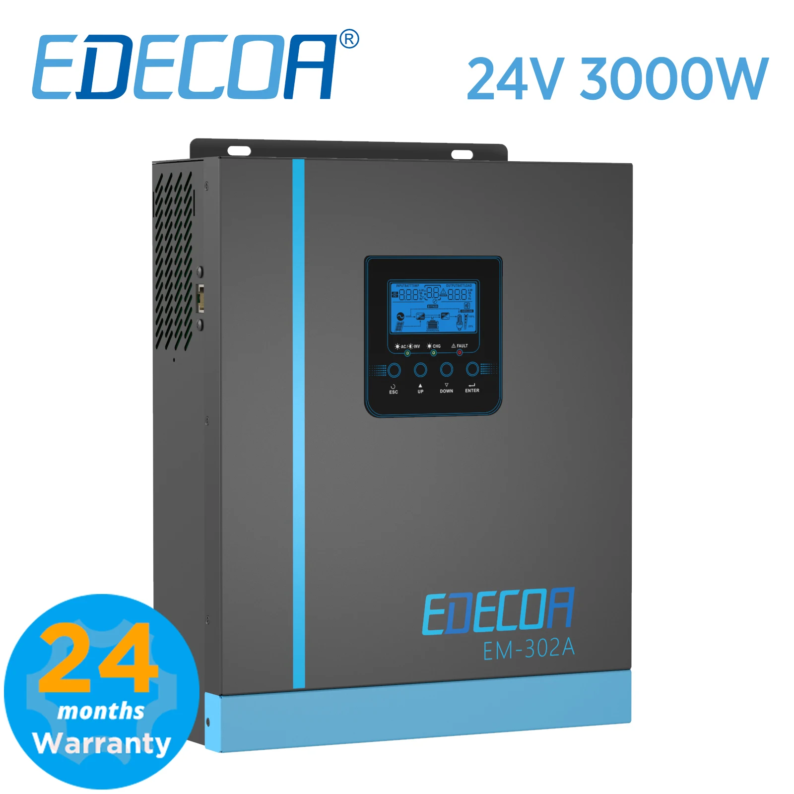 Edecoa 3000w Hybrid-Wechsel richter 3,2 kVA 24V 220V mppt Solar laderegler 80a pv 90-430VDC ...