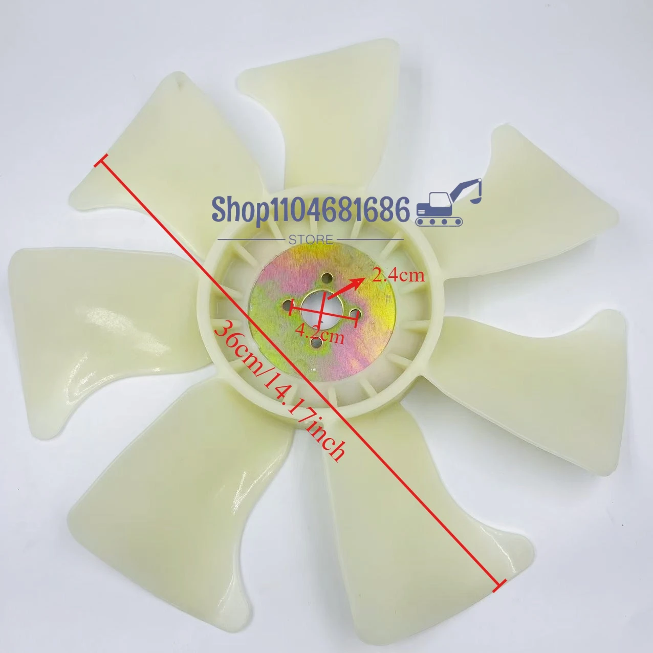Cooling Fan Blade 7-Blade for Kubota D1105 Engine U30/35-3 Excavator ...