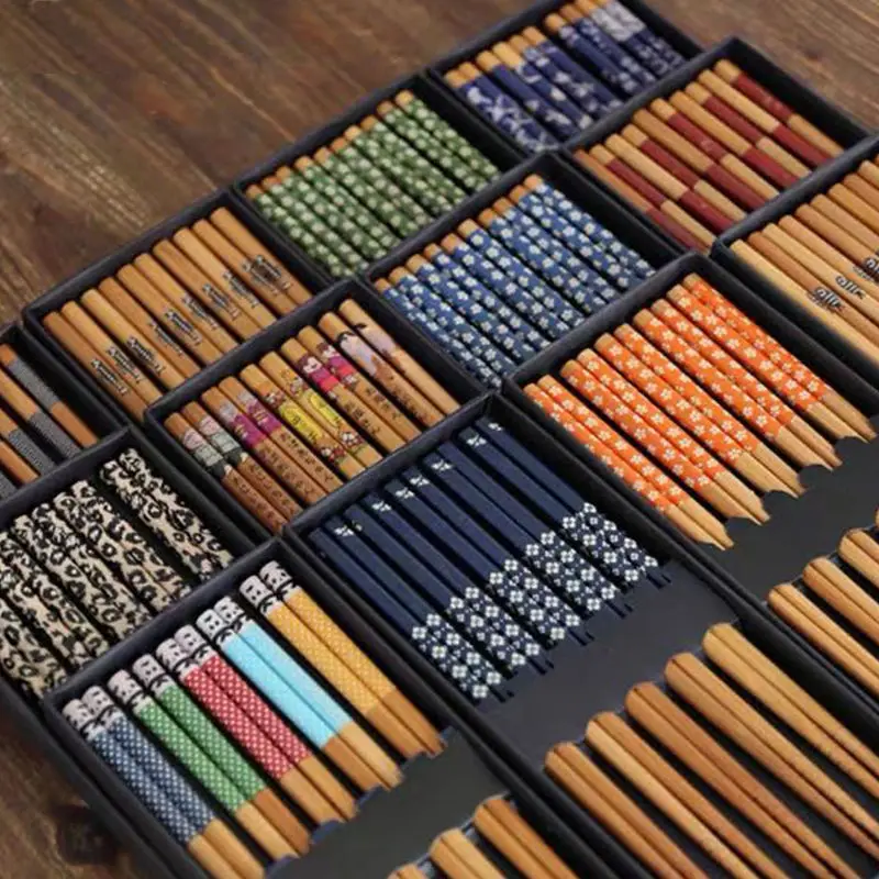 5 pairs of household bamboo chopsticks non-slip set tableware ...