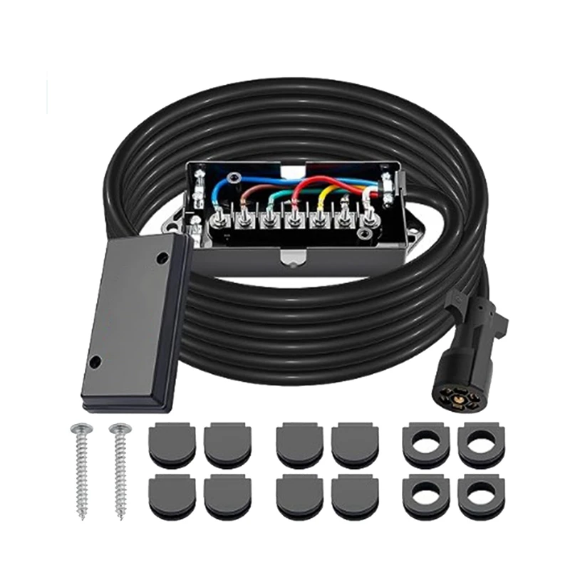 7-Way-Inline-Trailer-Plug-With-Weatherproof-Junction-Box-8-Feet-Seven ...