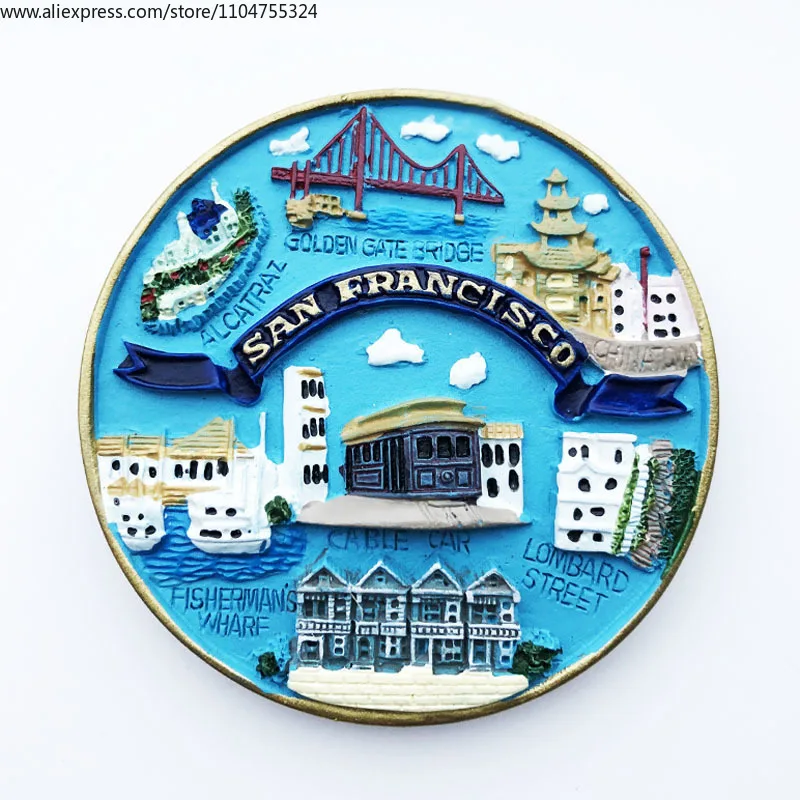 San Francisco Landmark Attractions Travel Memorial Resin Painting ...