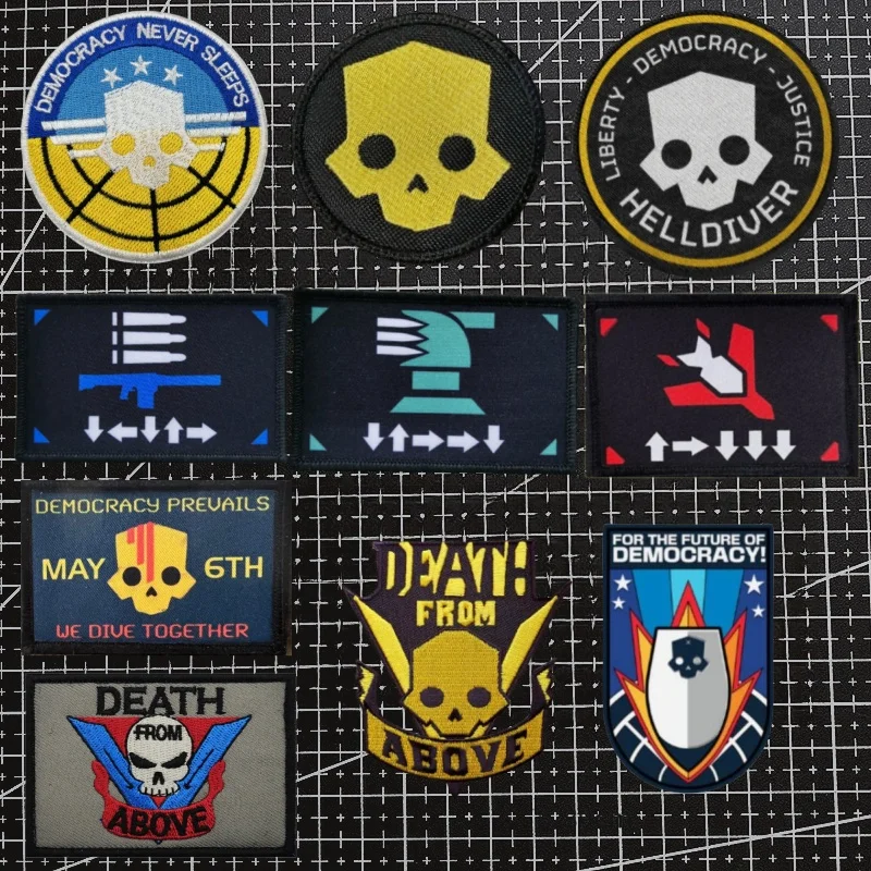 Helldivers-2-Patch-T-tico-Cr-nio-Emblema-Bordado-Gancho-e-Loop-Militar ...