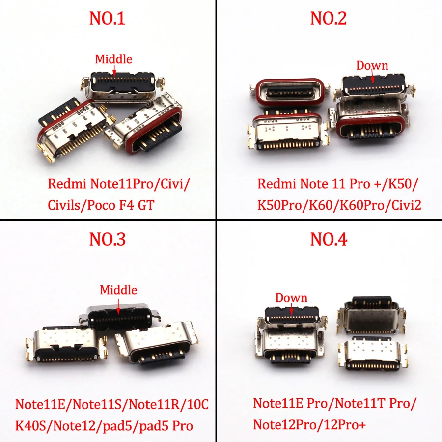 10PCS USB Charger Connector For Xiaomi Mi Civi 2 1S/F4 GT Redmi Note 12 ...
