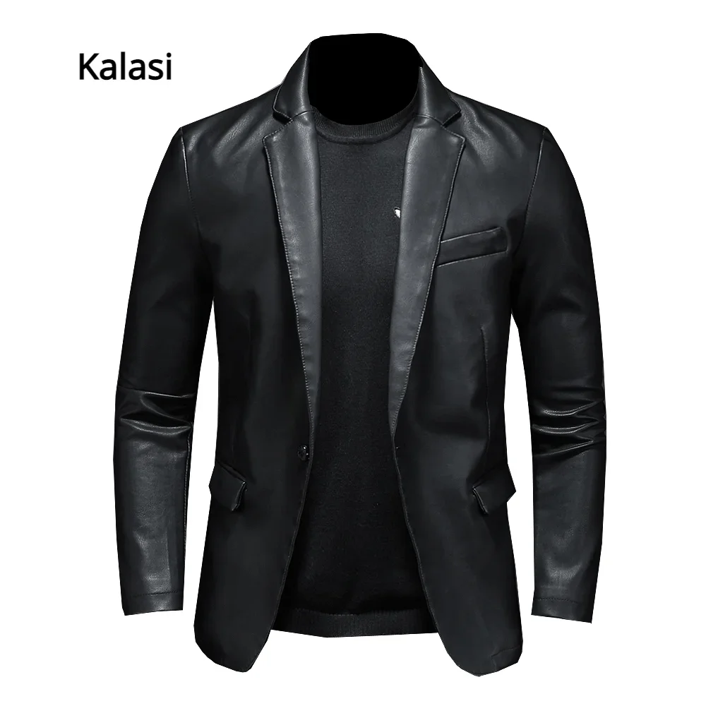 New-Suit-Oversized-Leather-Jacket-Business-Fashion-Men-s-Vegan-Jacket ...