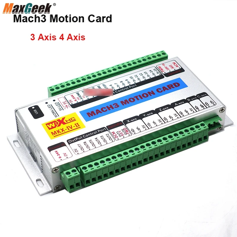 Maxgeek MK4 IV Mach3 Motion Card 3 Axis 4 Axis USB Motion Controller 2MHz CNC Breakout Board For ...