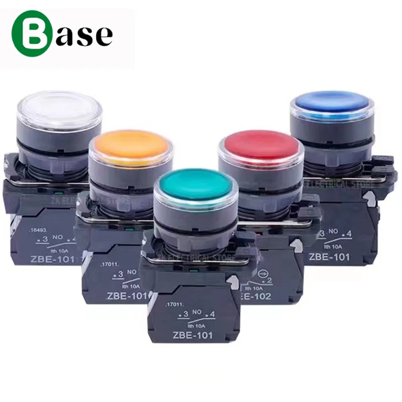 1pc XB5 Illuminated LED Push Button Switch Red Green Yellow Blue White 220V/24V/110V/380V ...