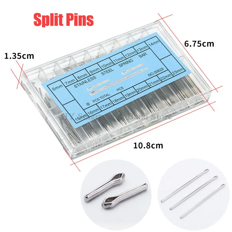 360Pcs-6mm-23mm-Silver-Split-Pins-Cotter-Fixings-Assortment-Kit-Hairpin ...