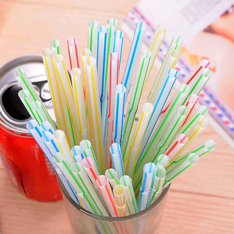 1000pcs Disposable Straws Flexible Drinking Straws Plastic Bendable ...