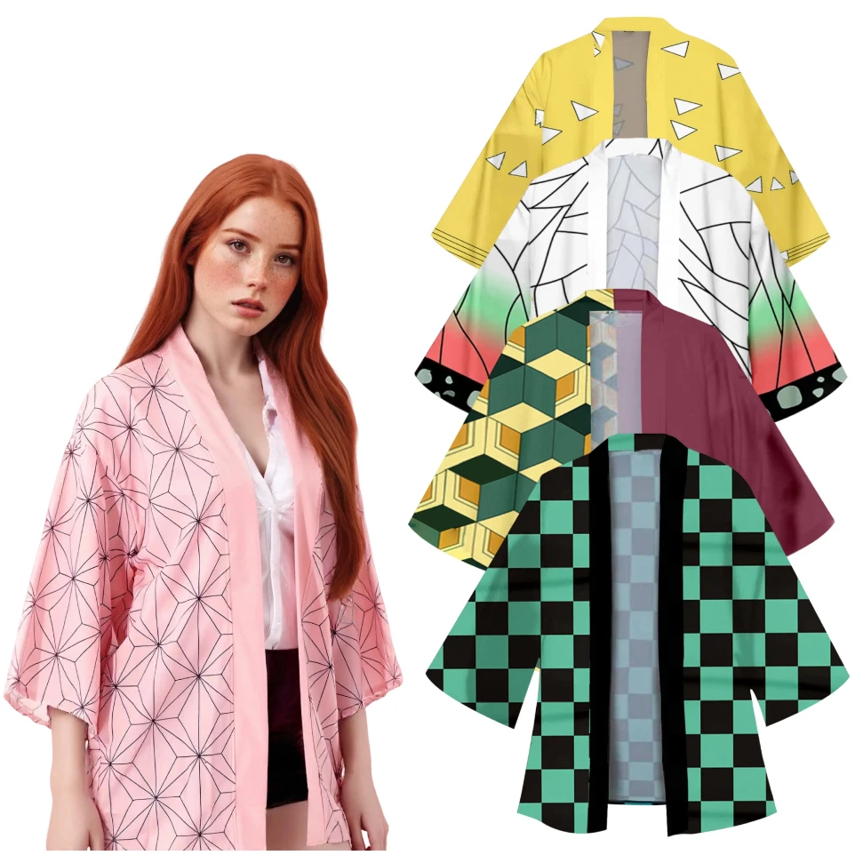 Summer Nezuko Kamado Cosplay Pink Kimono for Women Men Japanese Anime ...