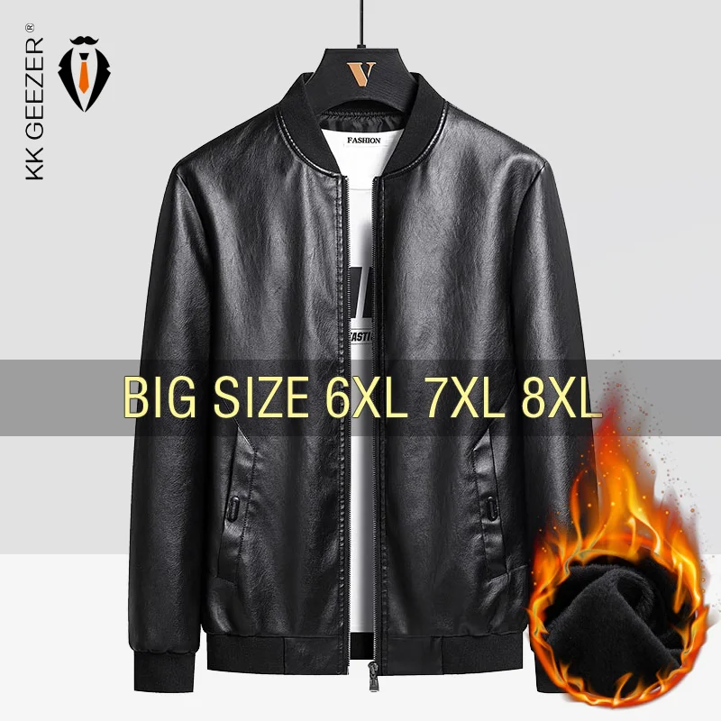 Leather Jacket Men Coats Plus Size 6XL 7XL 8XL Oversized Windproof ...