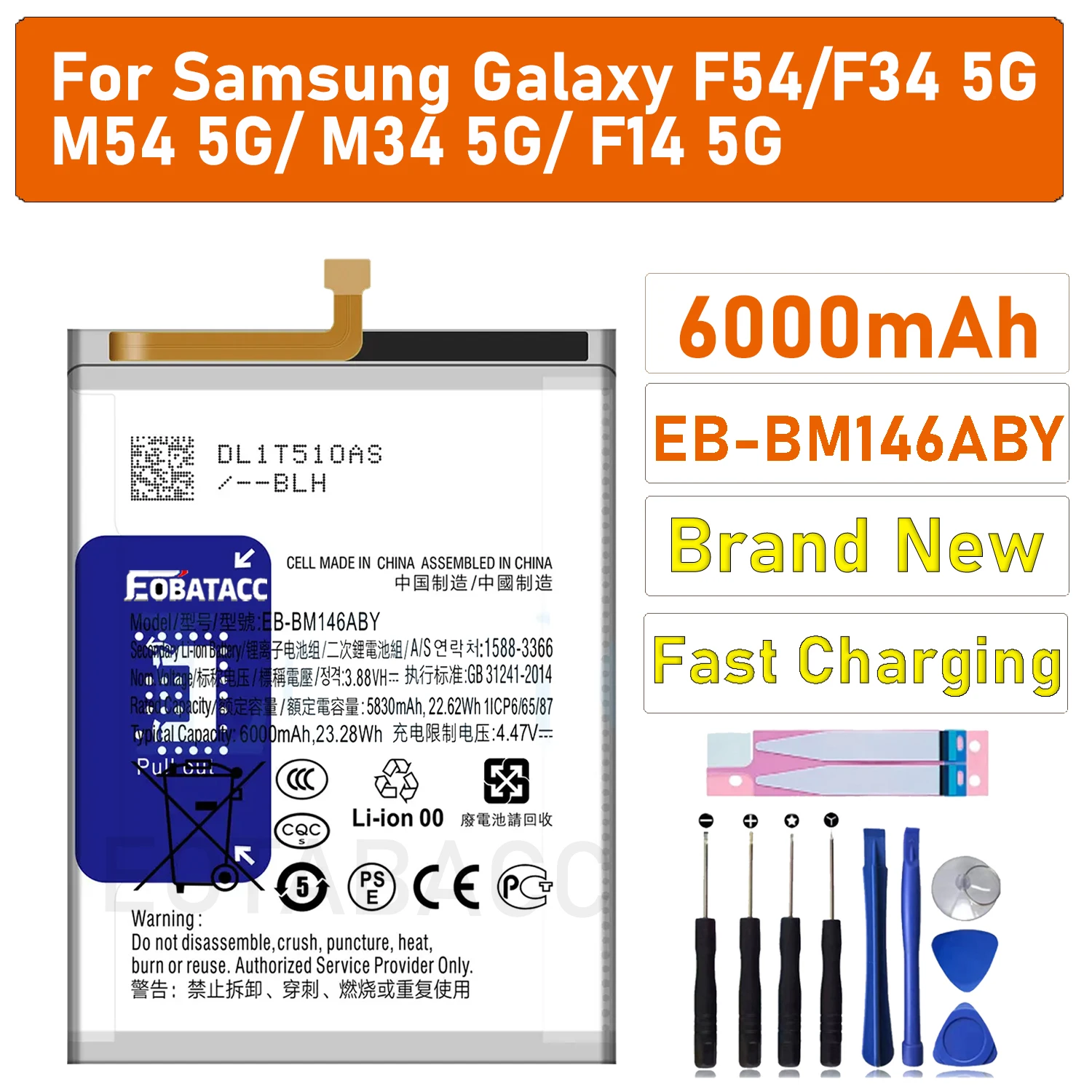2026 Years EB-BM146ABY Battery For Samsung Galaxy SM-M146B/DS/DSN M14 ...