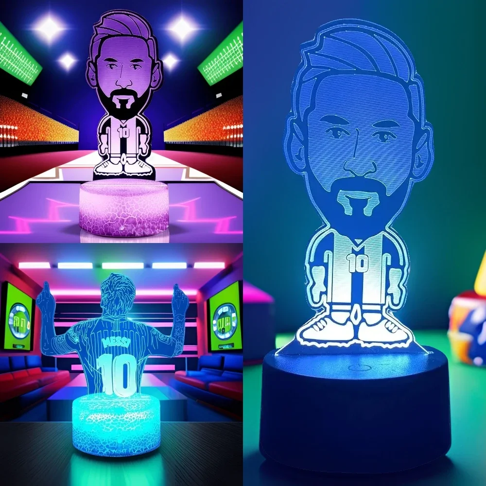 LED Night Light 3D Lamp Illusion Football Character Messi Smart Touch ...