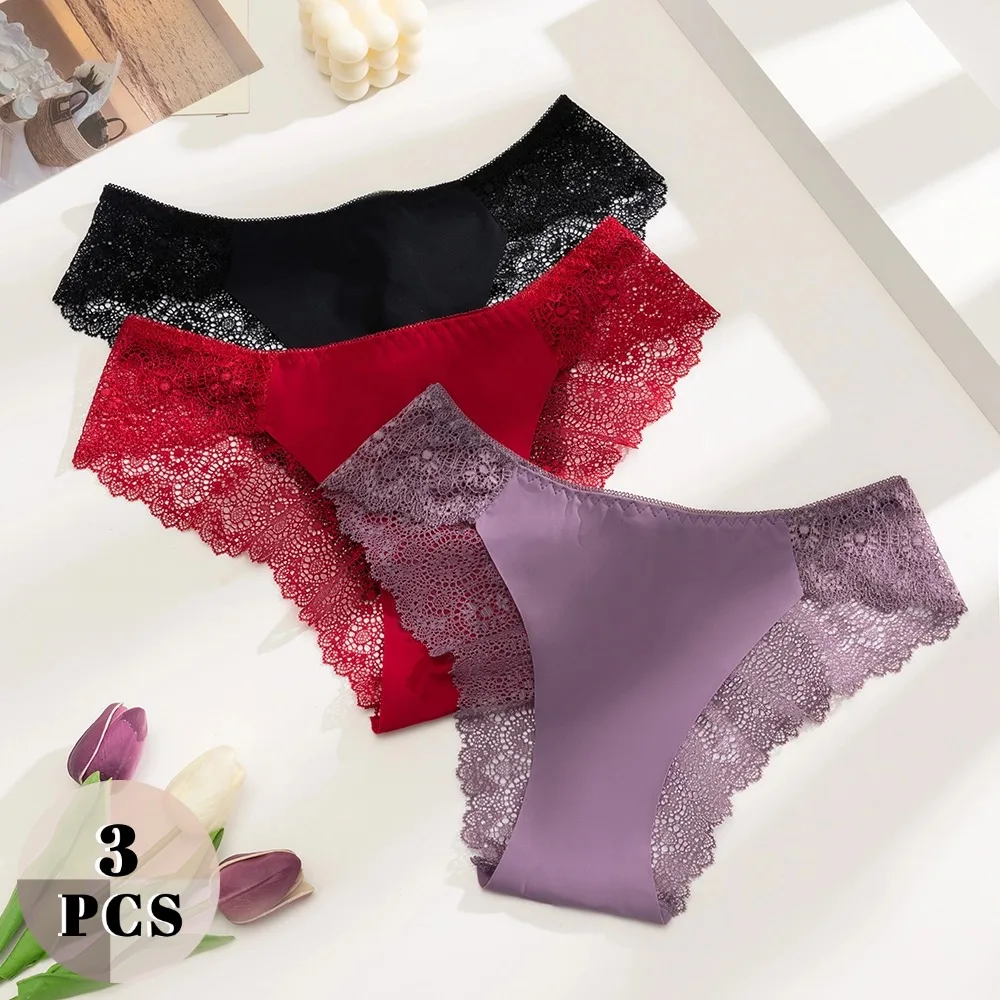 3Pcs/Set Women's Lace Panties Sexy Underwear for Women Hot Female ...