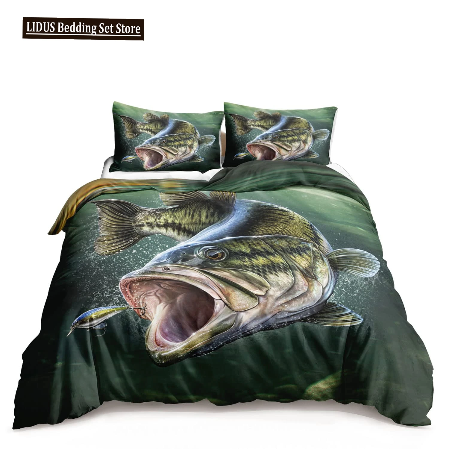 Pike-Fish-Bedding-Striped-Bass-Big-Pattern-Hunting-And-Fishing-Themed ...