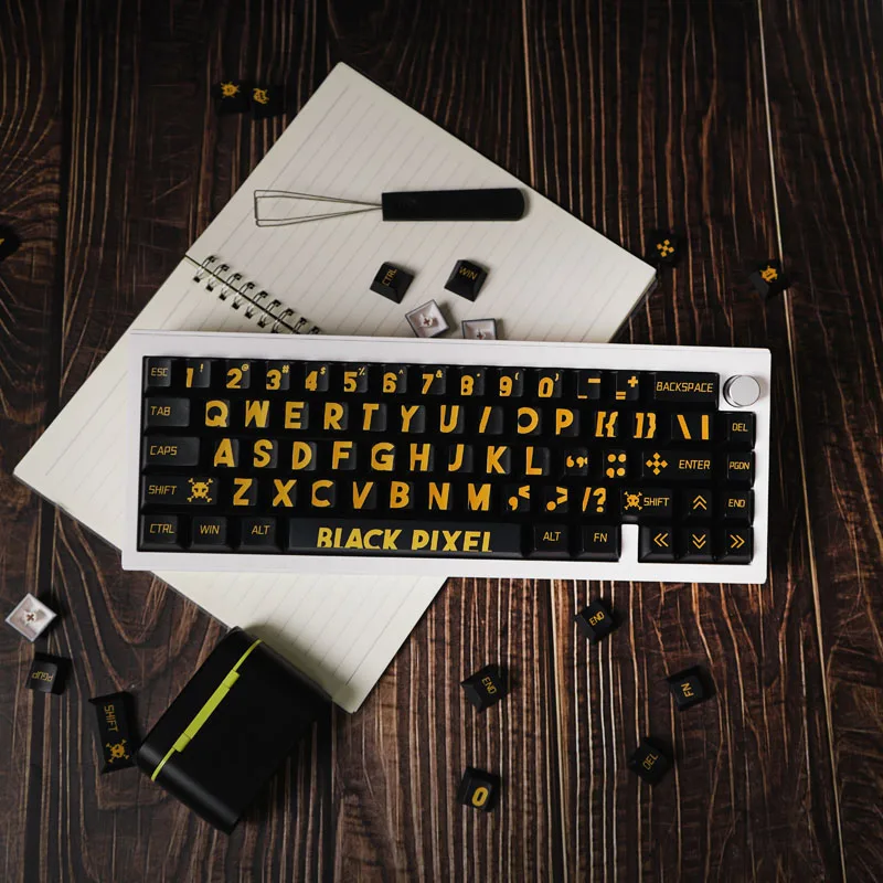Black-gold-large-font-129-key-PBT-keycaps-Dye-sublimation-Cherry ...