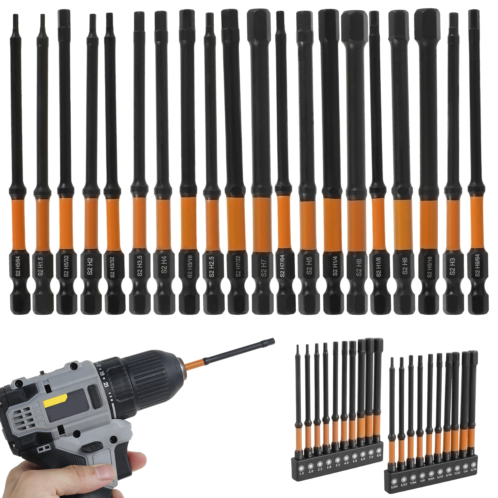 10-20PCS-Hex-Head-Allen-Wrench-Bit-Set-Magnetic-Screwdriver-Drill-Bit ...
