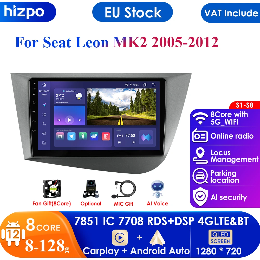 9" 2din Android Car Radio Multimedia Player For Seat Leon 2 Mk2 2005 ...