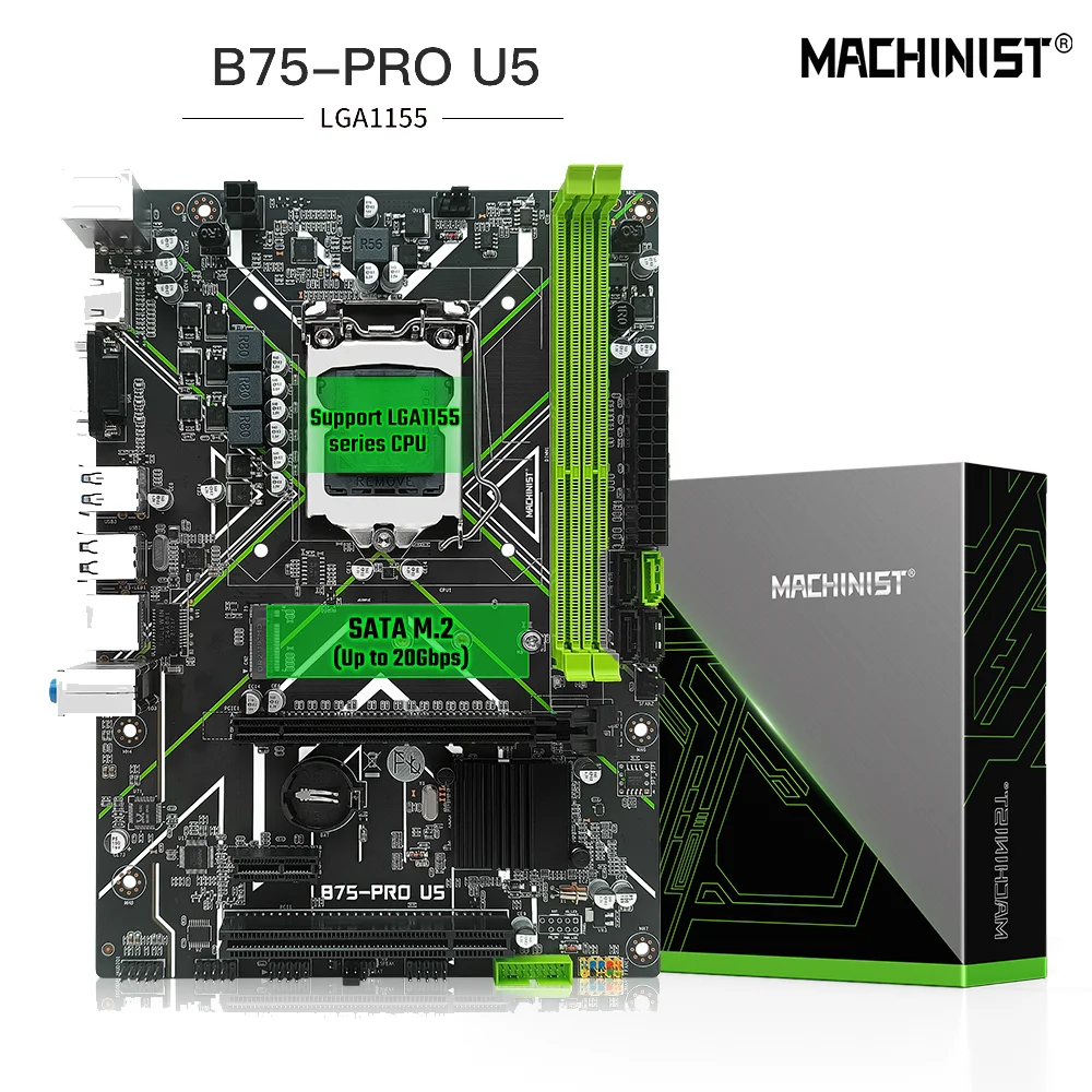 MACHINIST 마더보드 LGA 1155, 인텔 i3, i5, i7 시리즈 CPU, DDR3 ECC RAM 메모리, VGA Sata3.0 NGFF M.2 B75 PRO ...