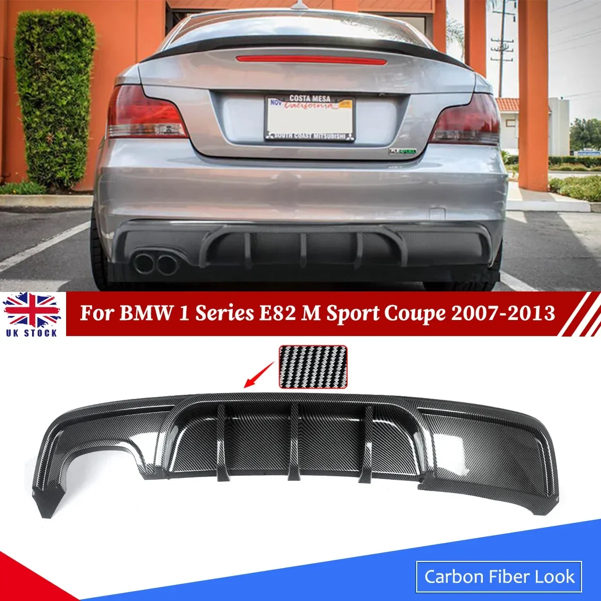 Carbon-Look-Rear-Bumper-Diffuser-For-BMW-1-Series-E82-M-Sport-Coupe ...