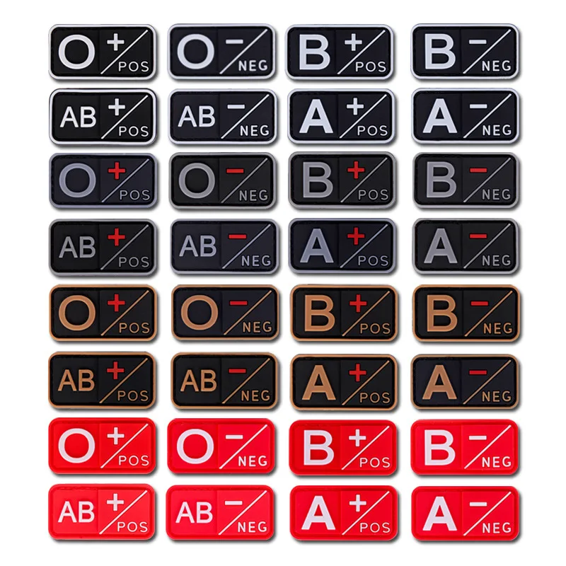 A-AB-O-B-POS-PVC-Blood-Patches-Military-Tactical-Armband-Emergency ...