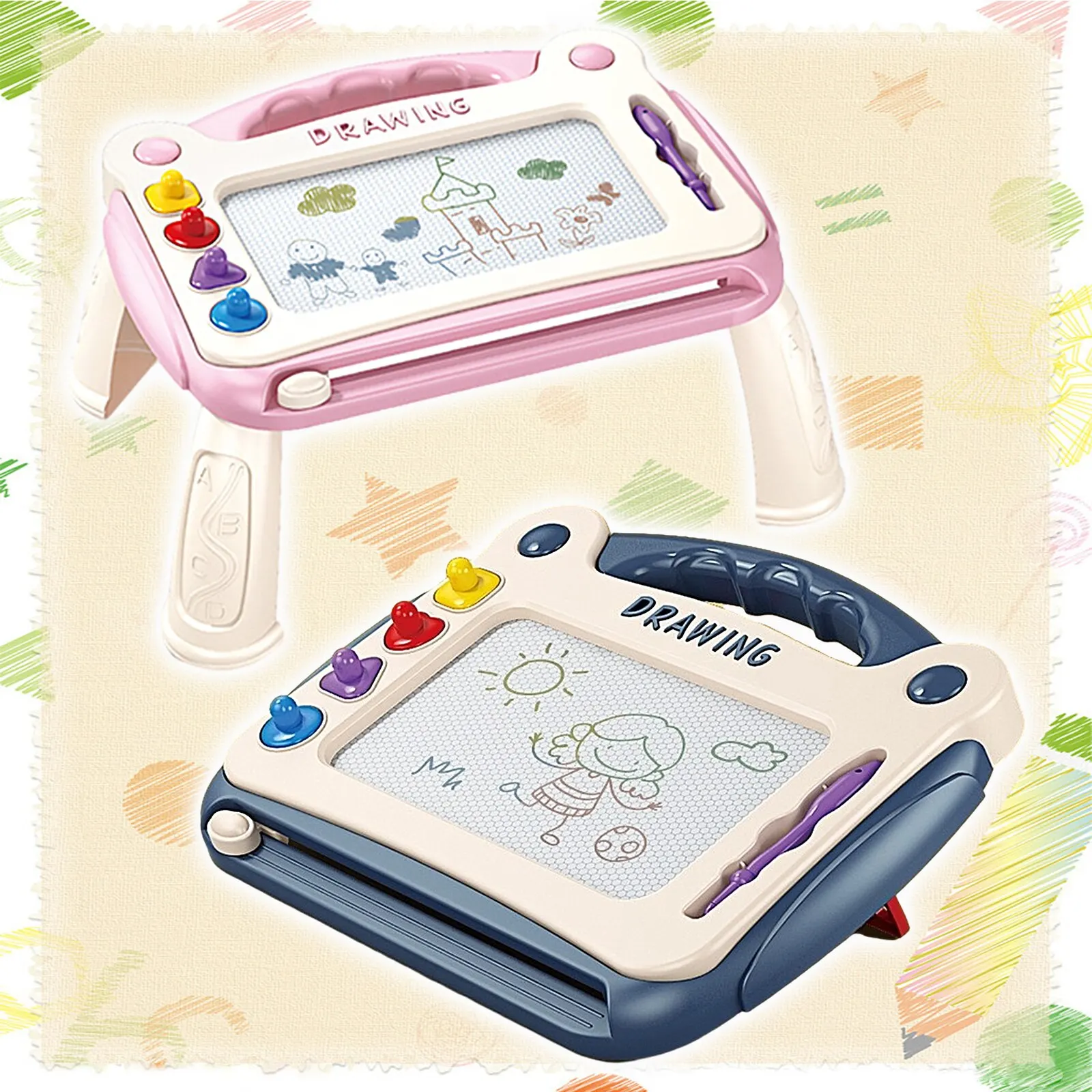 Doodle-Magnetic-Color-Drawing-Board-Reusable-Creative-Bracket-Type ...