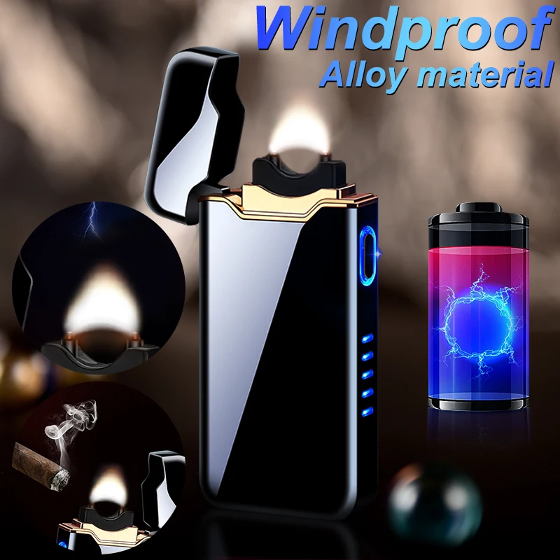 New-High-power-USB-Metal-Windproof-Plasma-Lighter-Double-arc-Touch ...