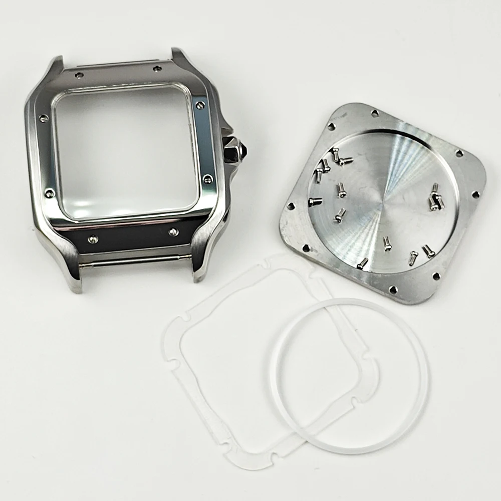 Square-Watch-Case-38mm-NH35-Case-Set-316L-Steel-Watch-Repair-and ...