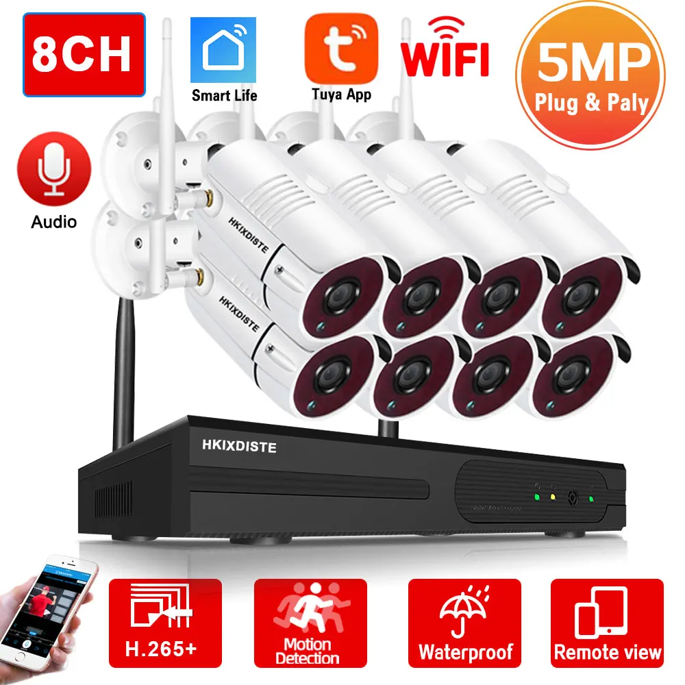 Tuya Smart 5mp 8ch Wireless Cctv System 1920p Outdoor Waterproof Wifi ...